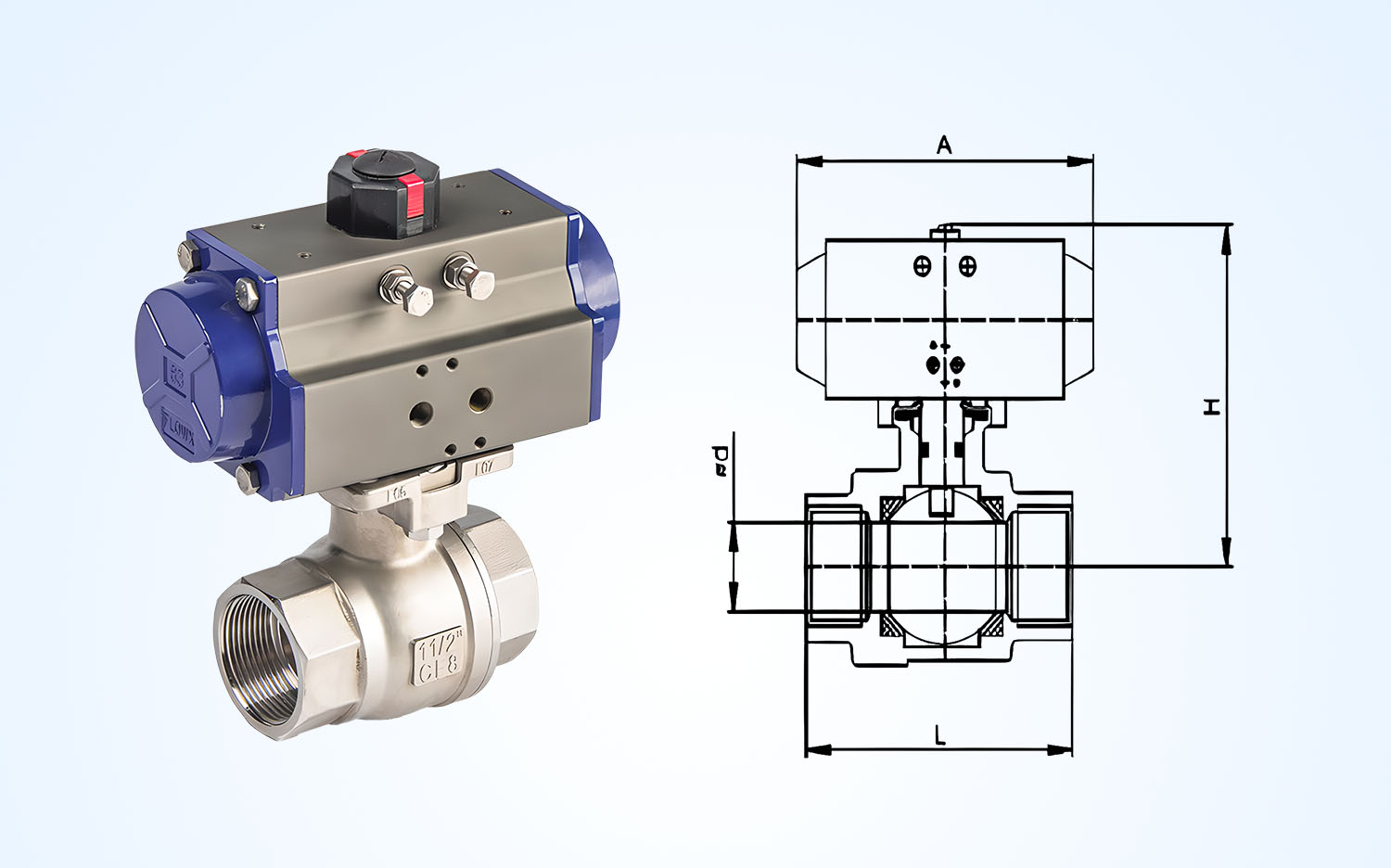 DELCO Pneumatic two-piece 2-way threaded ball valve-DK66-2PS - Control ...