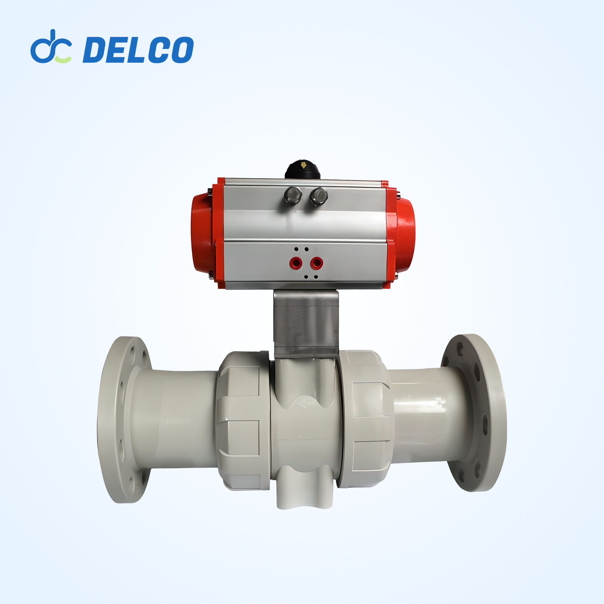 Pneumatic 2-way PVC flange ball valves-DK66-PVF