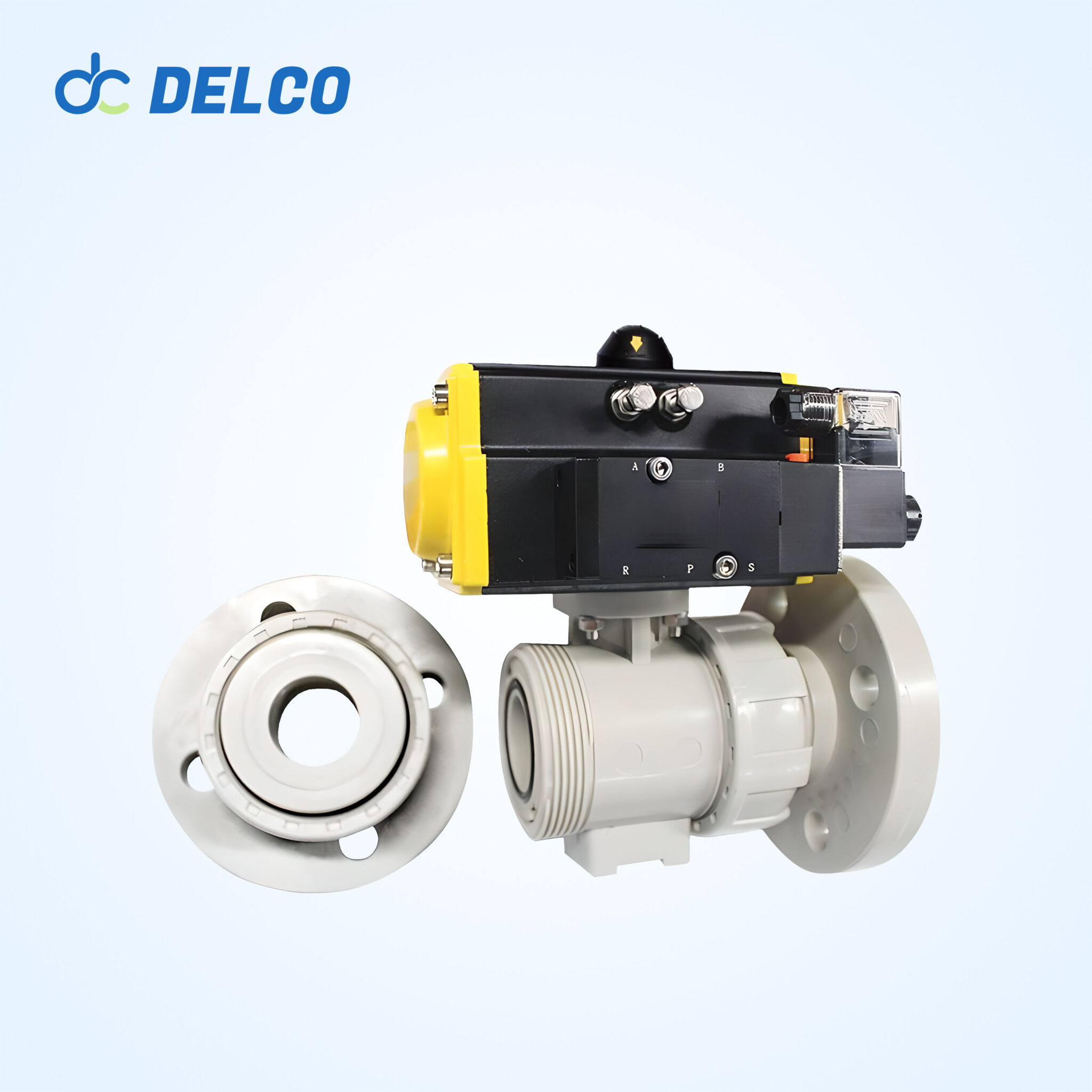 Pneumatic 2-way PVC flange ball valves-DK66-PVF