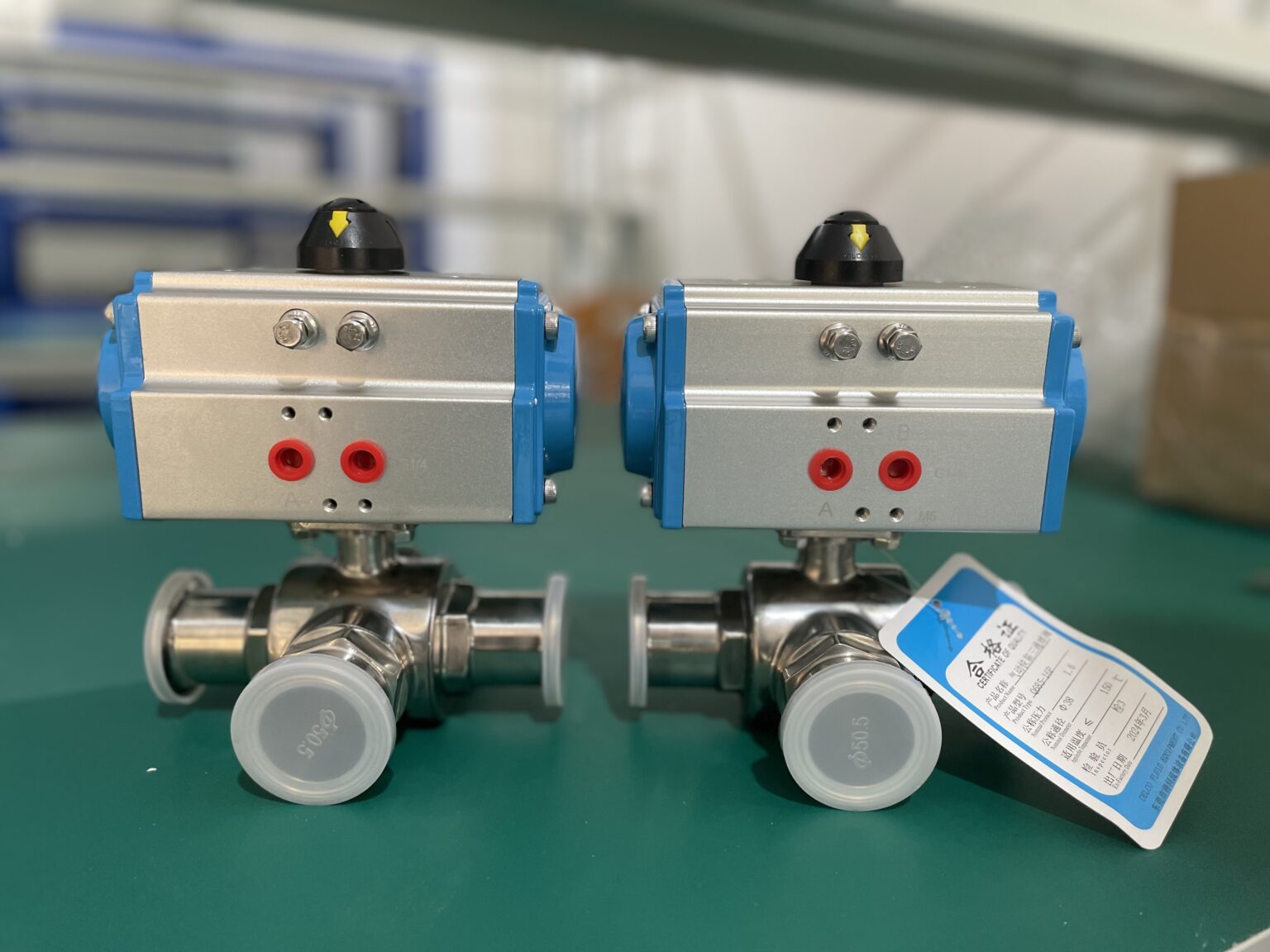DELCO 3 Way Sanitary Pneumatic Ball Valves Tri Clamp-DK66-3WS