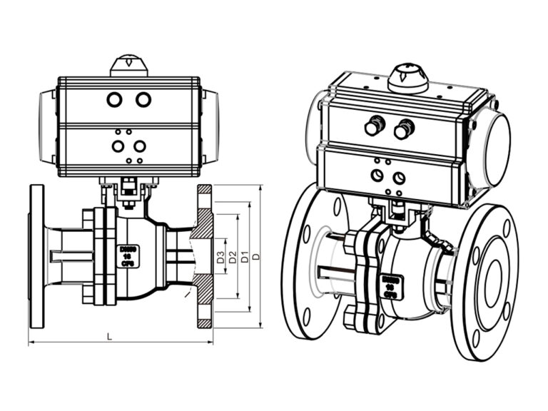 DELCO 2-piece 2-way Pneumatic flange ball valves-DK66-2PF / Control ...