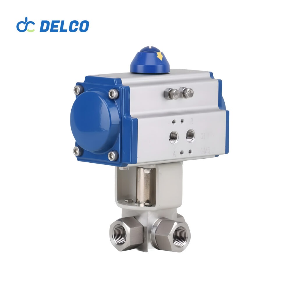 DELCO Pneumatic Actuated Double Union PVC Ball Valves