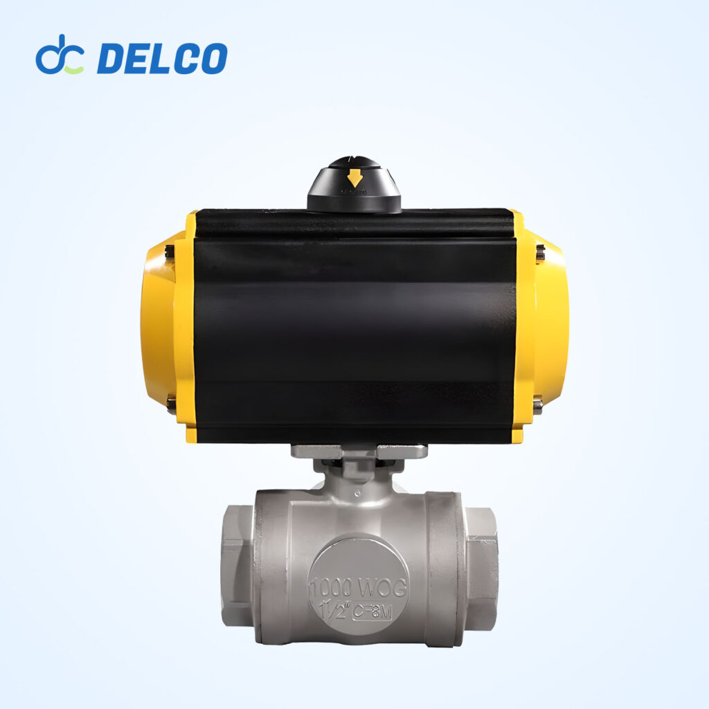 Pneumatic 3-way thread ball valves-DK66-3T