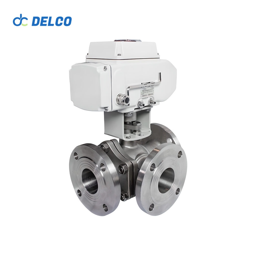 DELCO Flange 3 Way Motorized Ball Valves-DK55-TF