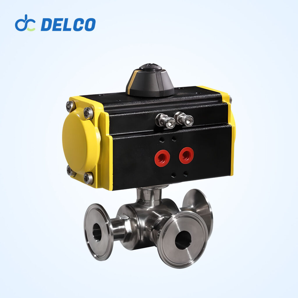 3 Way Sanitary Pneumatic Ball Valves Tri Clamp-DK66-3WS
