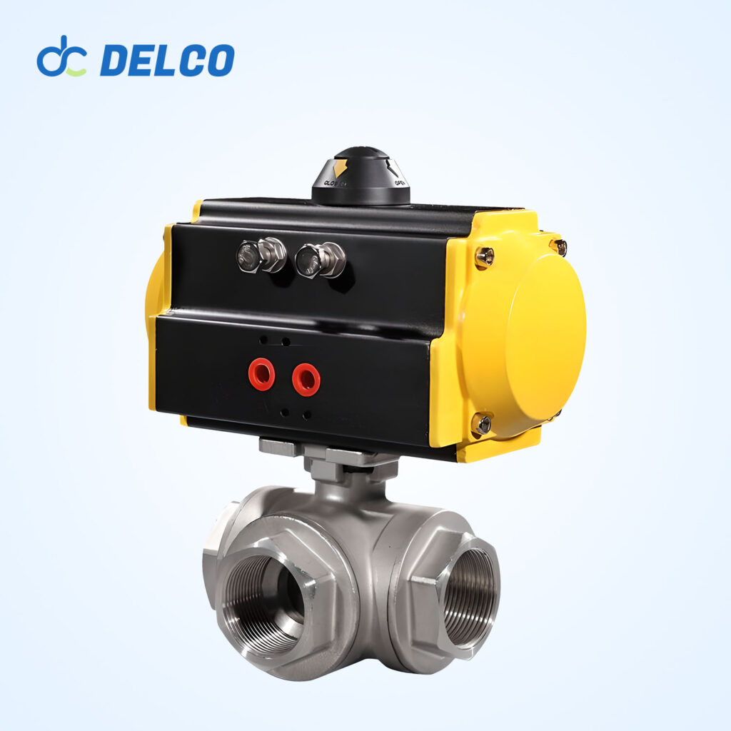 Pneumatic 3-way thread ball valves-DK66-3T