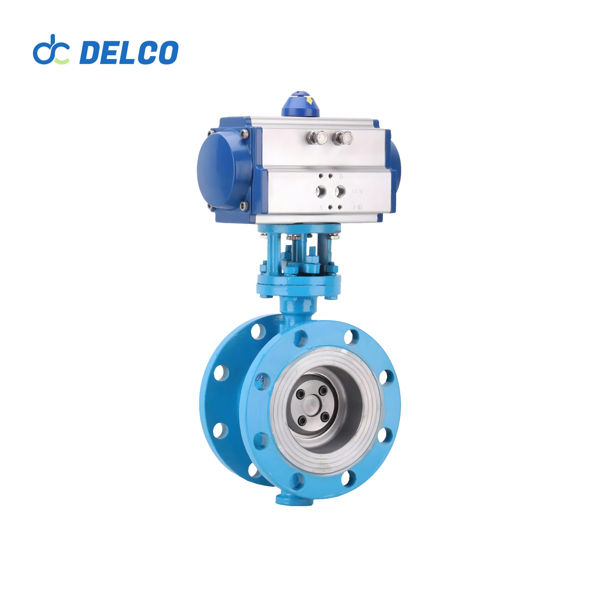 DELCO Pneumatic Cast Iron Fluorine Flange Butterfly Valves-DK67-DC-F ...