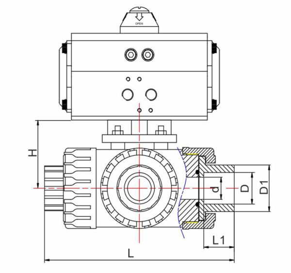 DELCO PVC 3 Way Pneumatic Actuator Ball Valves-DK66-3PL - Control ...