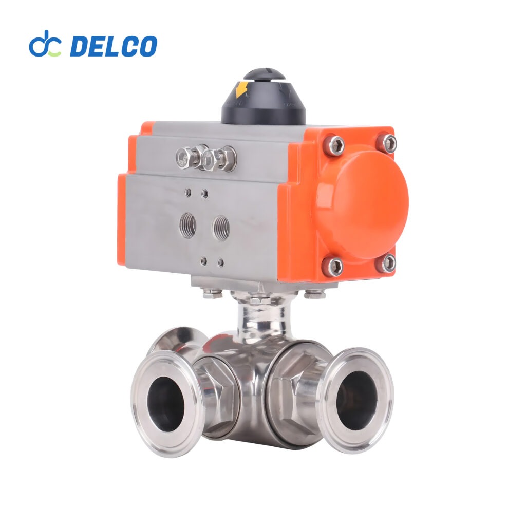 3 Way Sanitary Pneumatic Ball Valves Tri Clamp-DK66-3WS