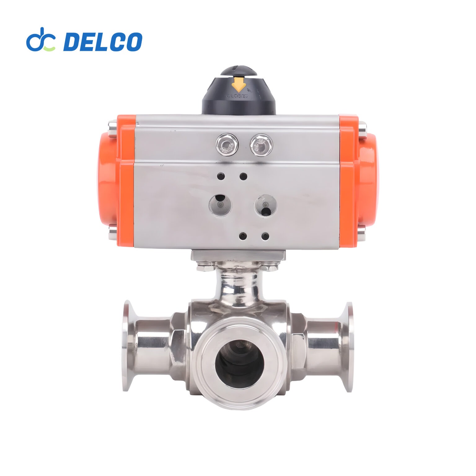 DELCO 3 Way Sanitary Pneumatic Ball Valves Tri Clamp-DK66-3WS