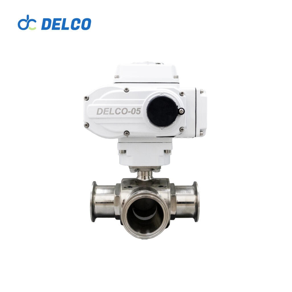 DELCO 3 Way Food Grade Sanitary Electric Ball Valves