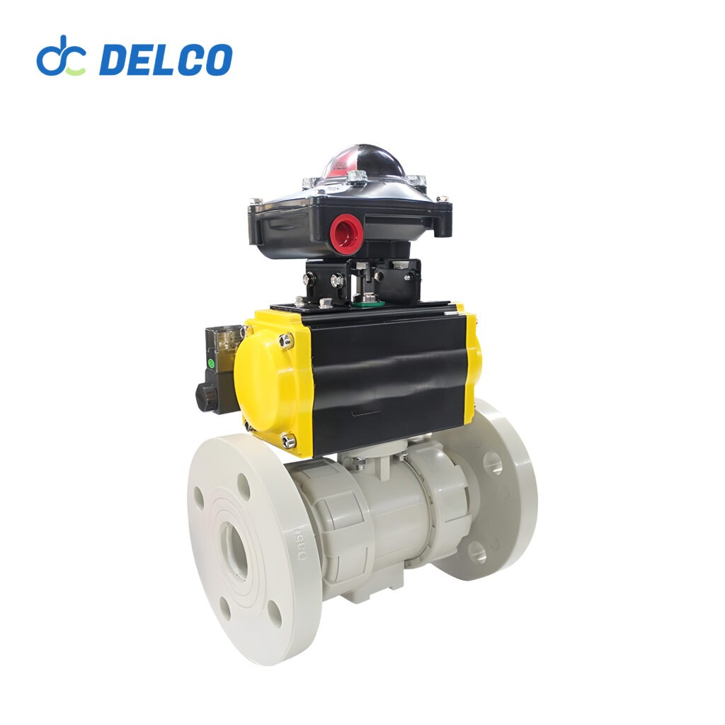 Pneumatic 2-way PVC flange ball valves-DK66-PVF