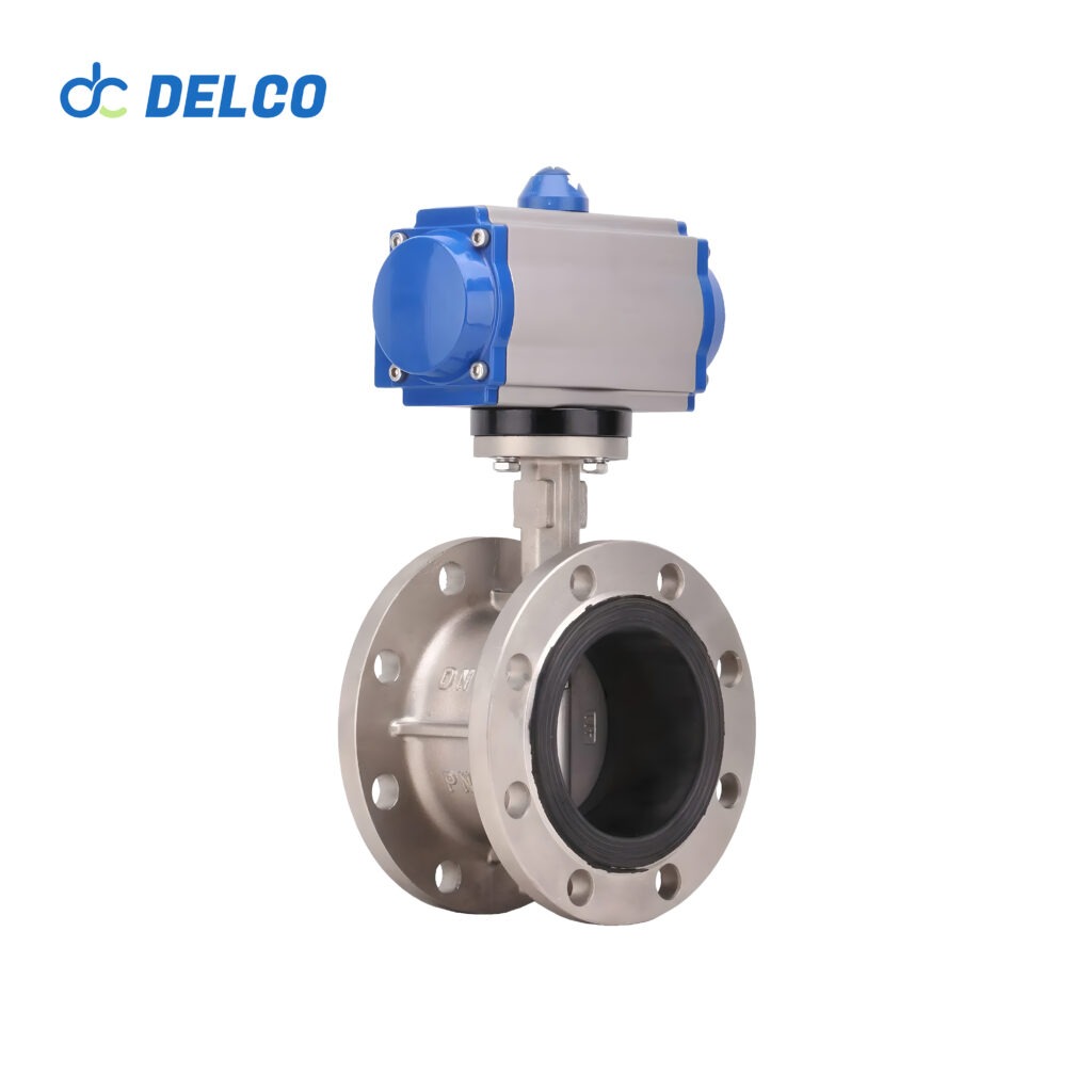 Pneumatic Stainless Steel Double Flange Butterfly Valves