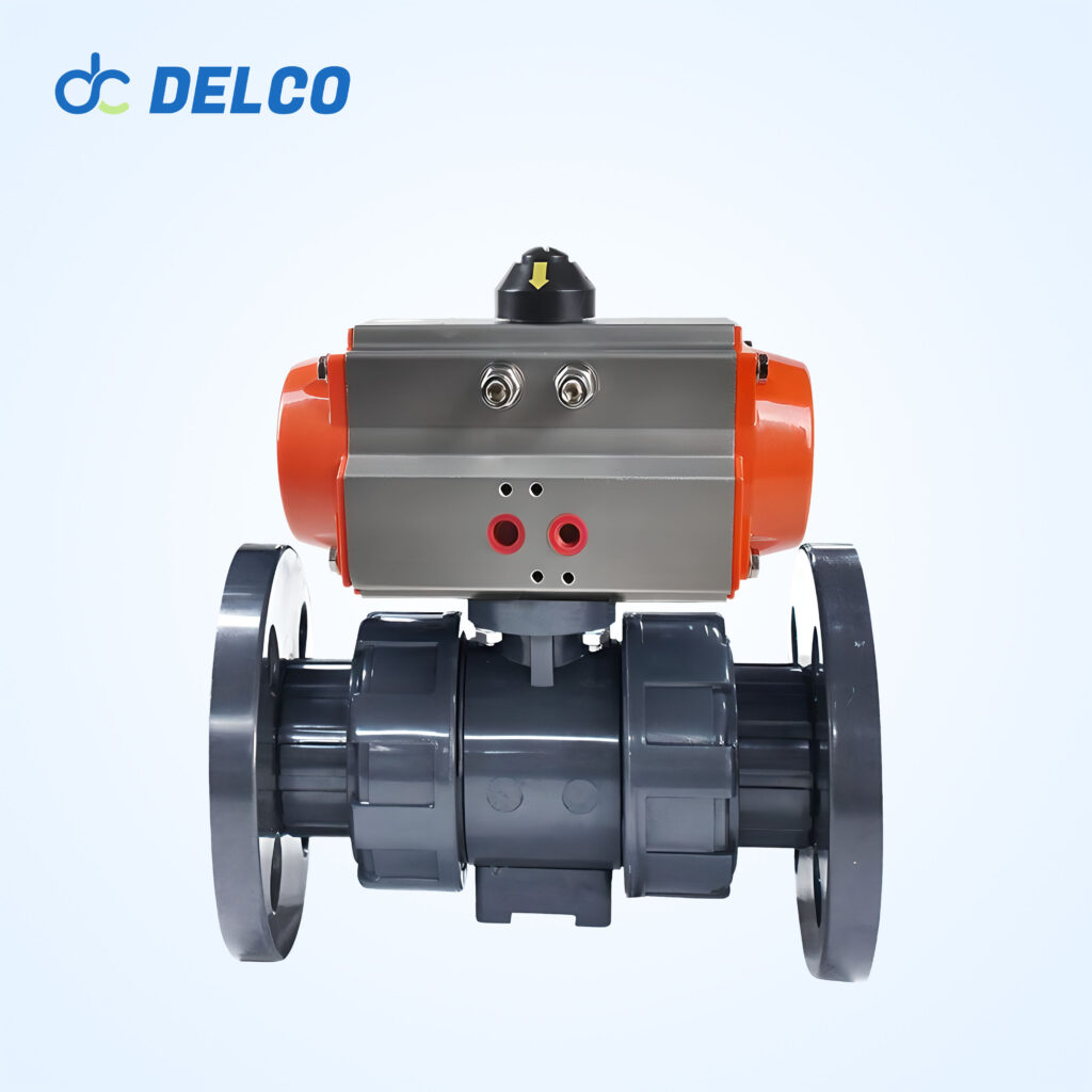 Pneumatic 2-way PVC flange ball valves-DK66-PVF