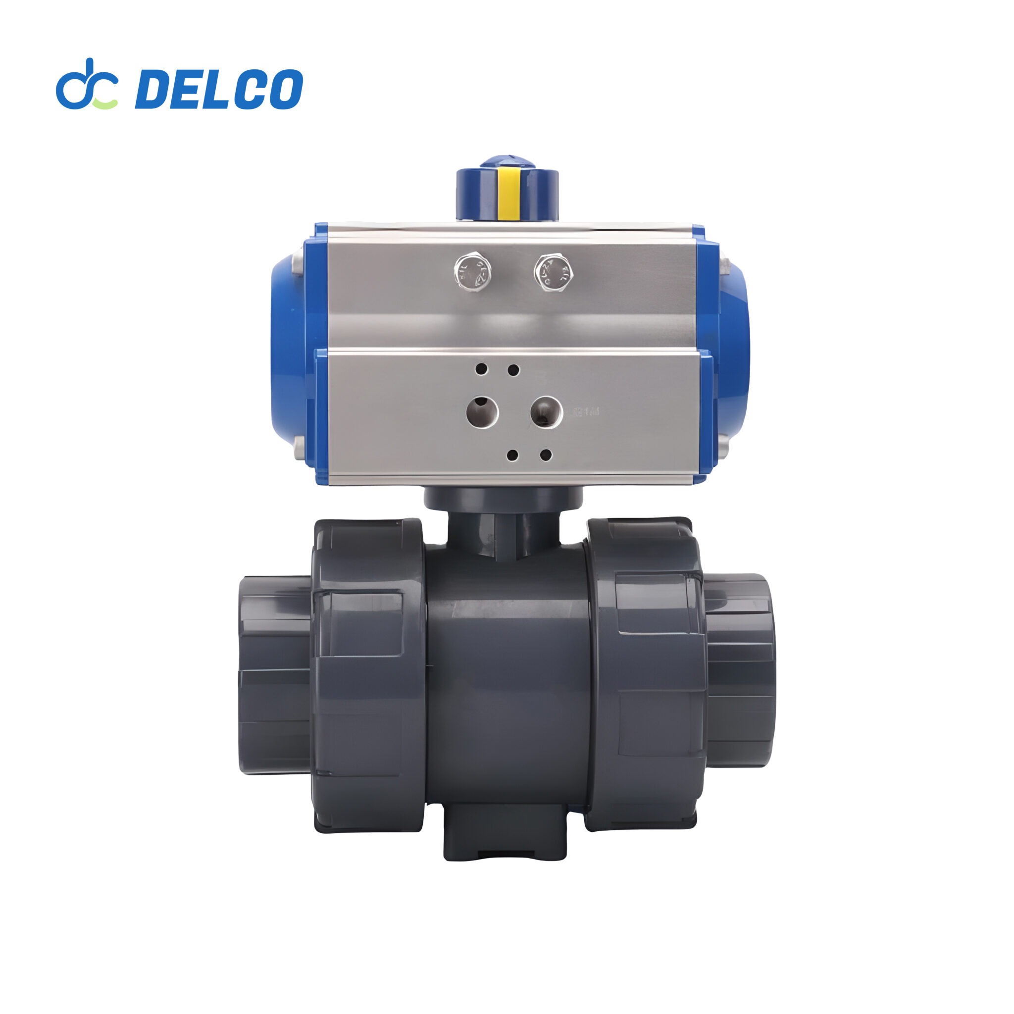 DELCO Pneumatic Actuated Double Union PVC Ball Valves