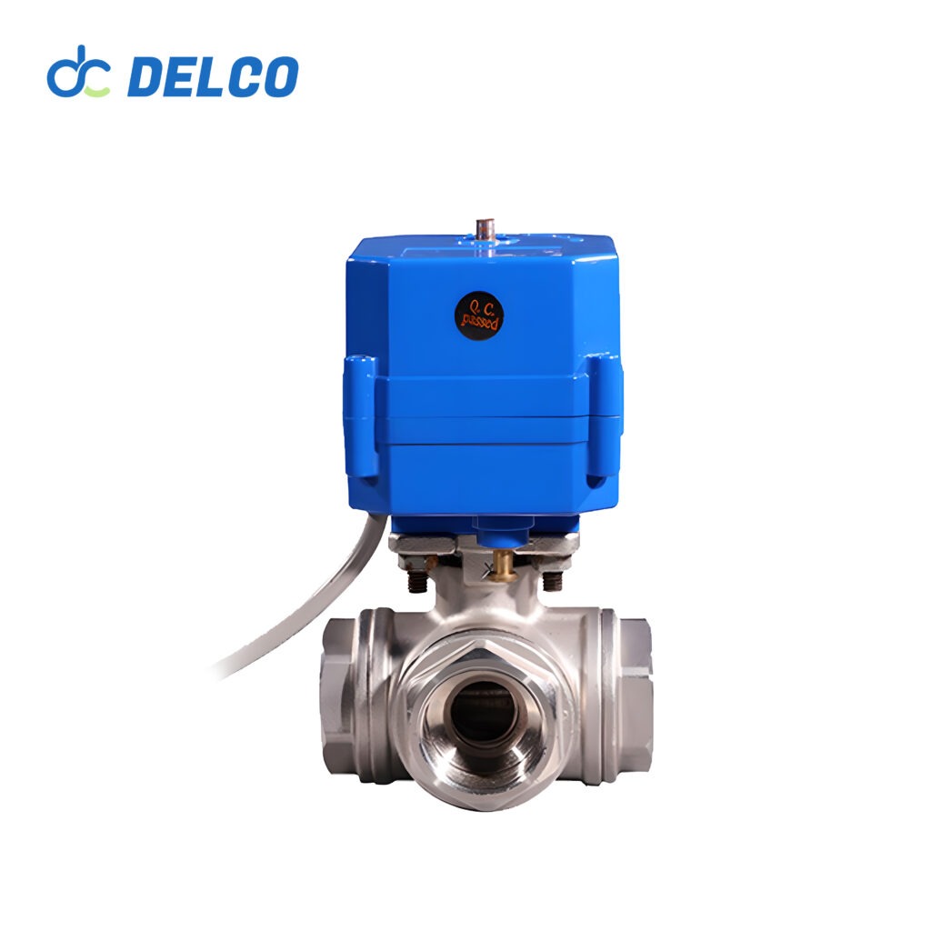 L Type 3 Way 12v 24v Actuated Motorized Ball Valves-DELCO