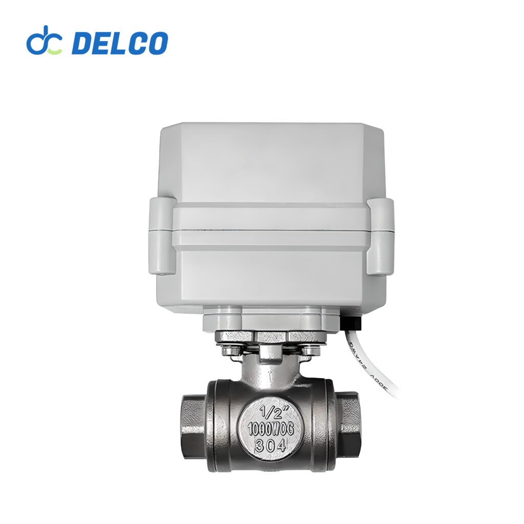 L Type 3 Way 12v 24v Actuated Motorized Ball Valves-DELCO